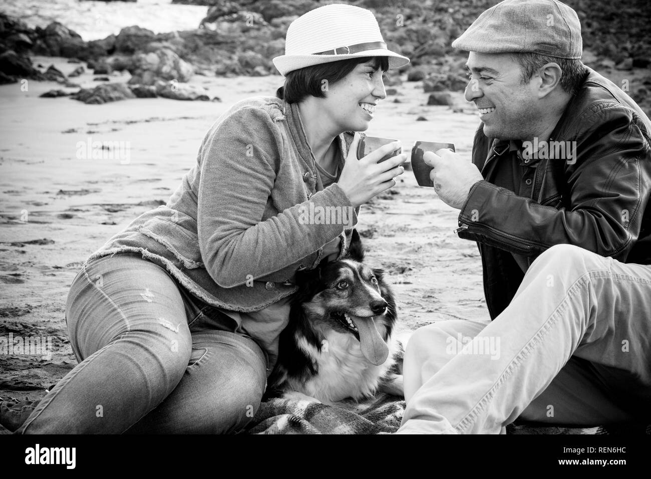 People happy picnic Black and White Stock Photos & Images - Alamy