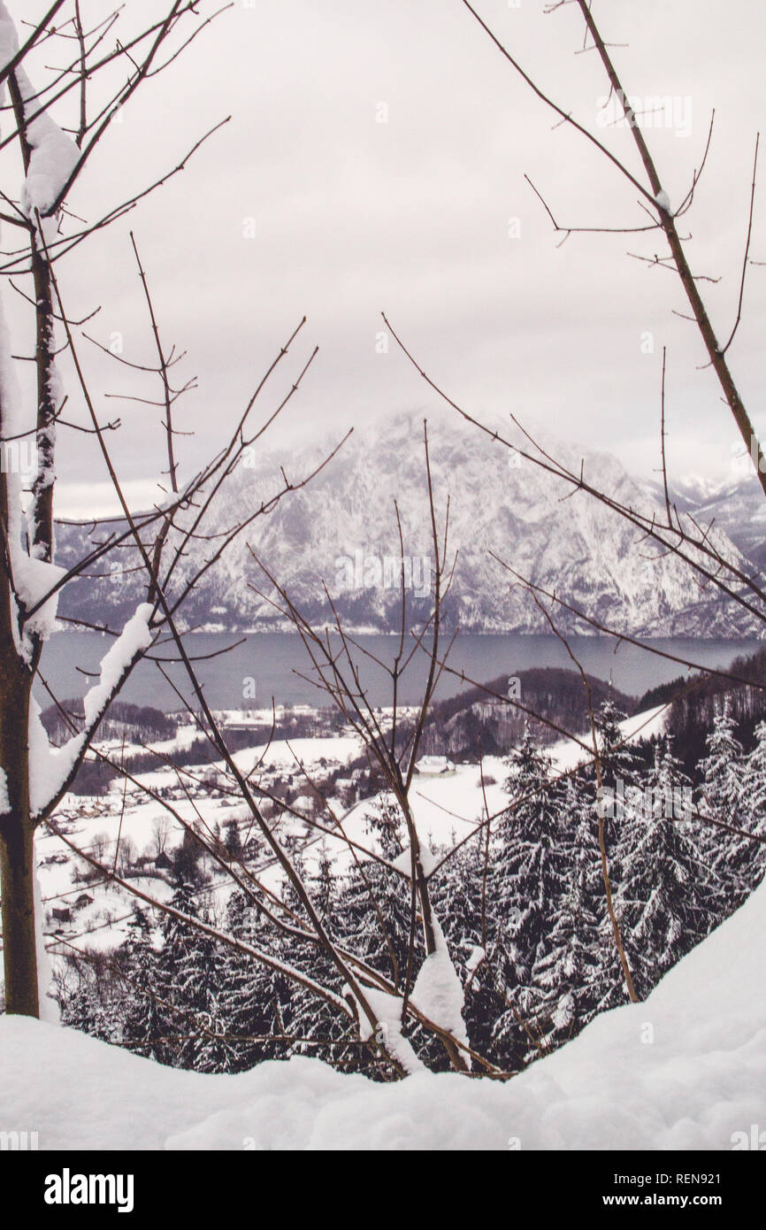 View from above Traunkirchen overlooking Traunsee Lake Stock Photo - Alamy