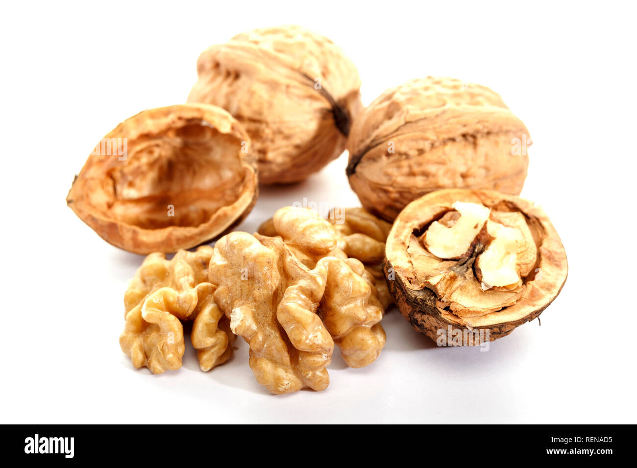 Walnut on white background, isolated. Cracked nut. Dietary product ...