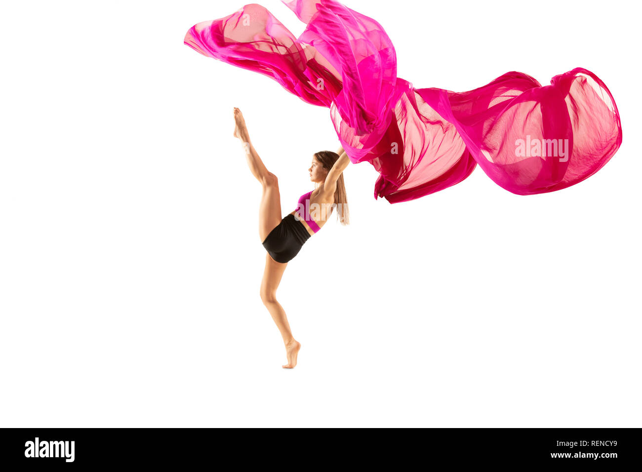 Graceful ballet dancer or classic ballerina dancing isolated on white ...