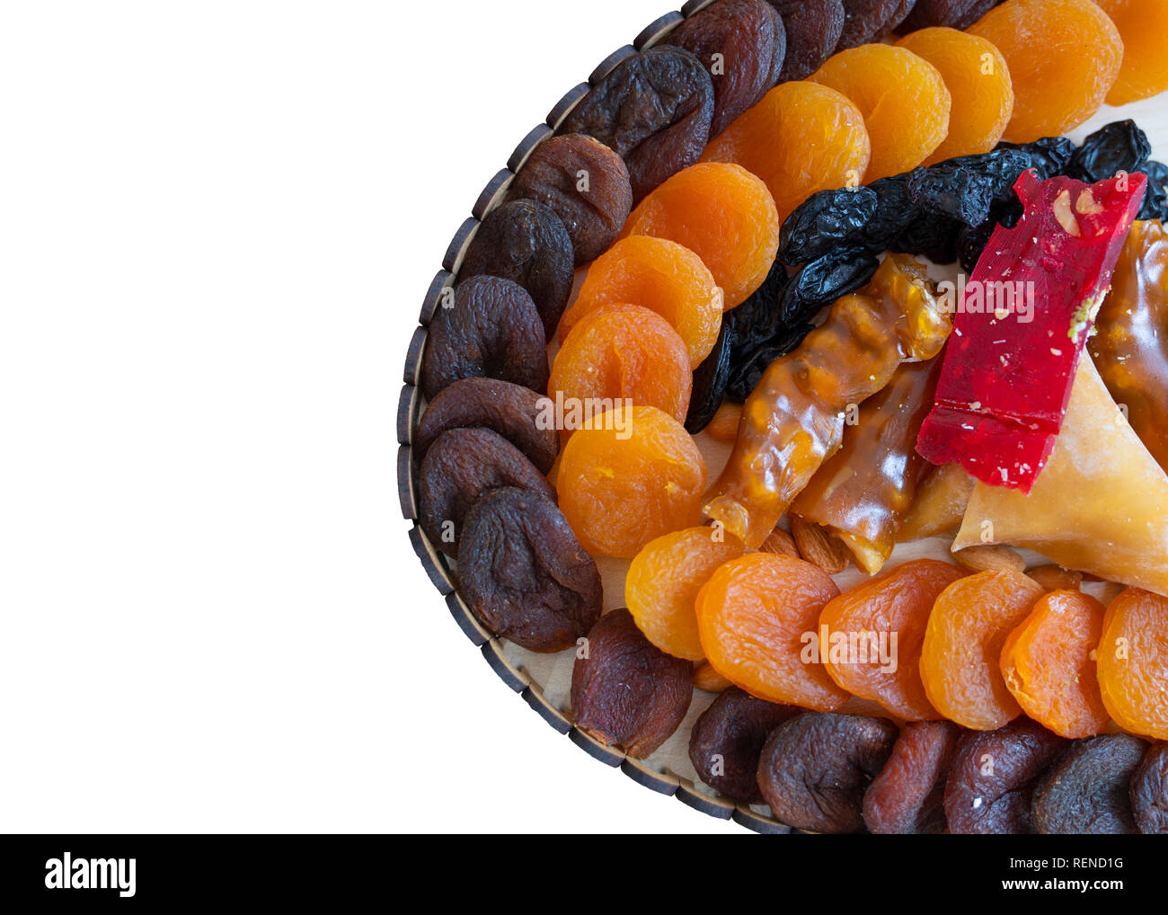 Turkish delight oriental sweets dried fruits and nuts in a wooden box ...