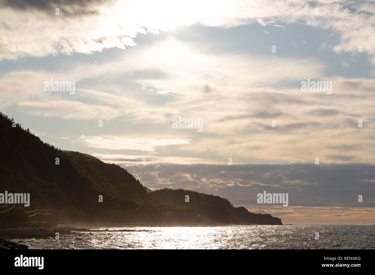Rocky coastline near Sainte-Anne-des-Monts on the Gaspé Peninsula of ...