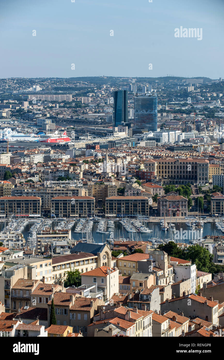 Marseille (south-eastern France): panoramic view of the city with the ...