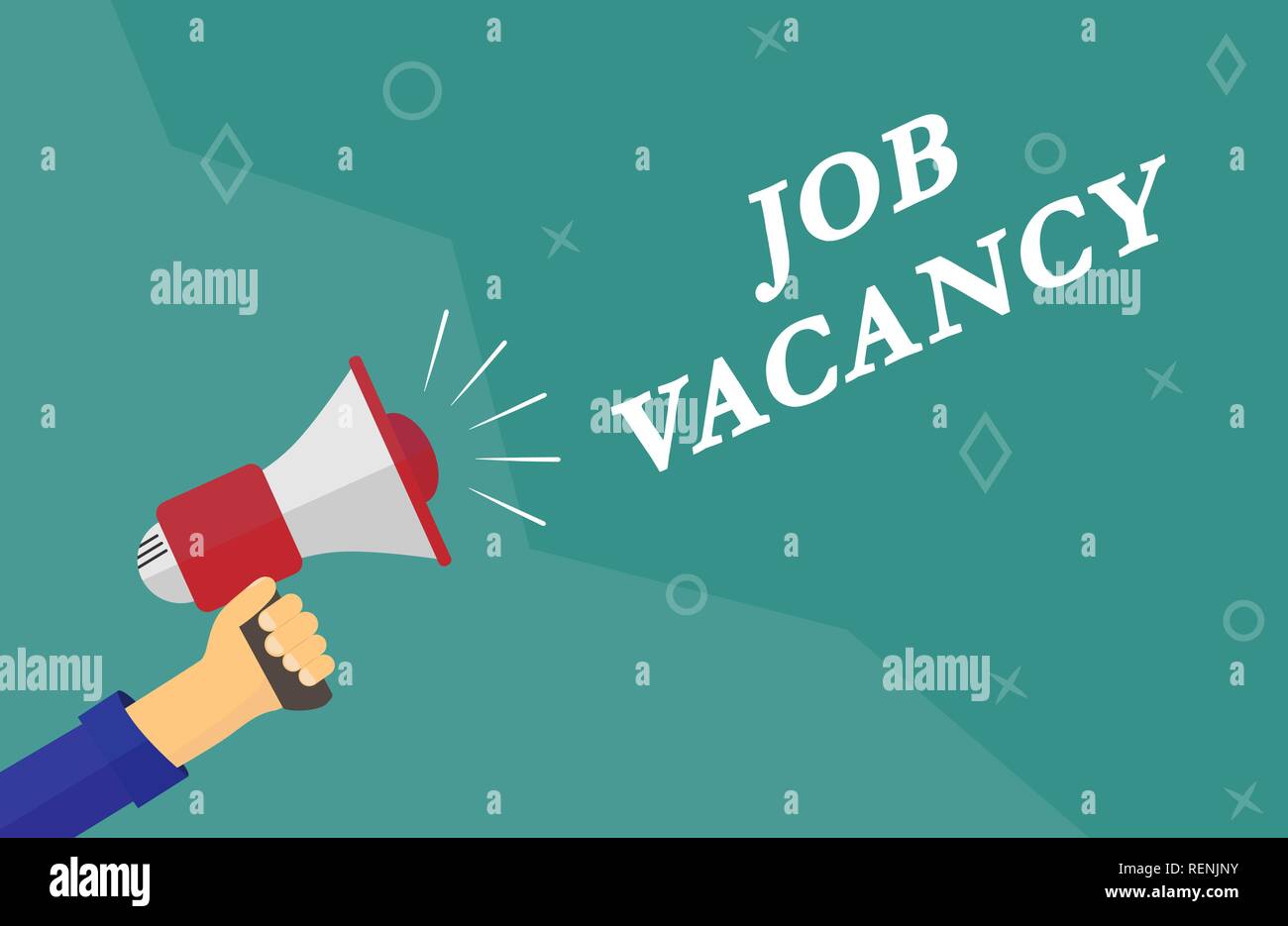 Hand with megaphone and job vacancy inscription, simple drawing Stock ...