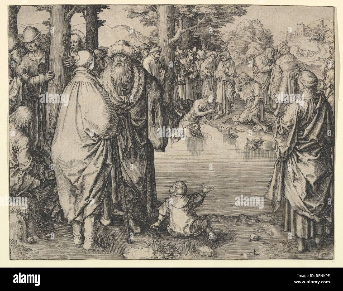The Baptism of Christ in the River Jordan. Artist: Lucas van Leyden ...
