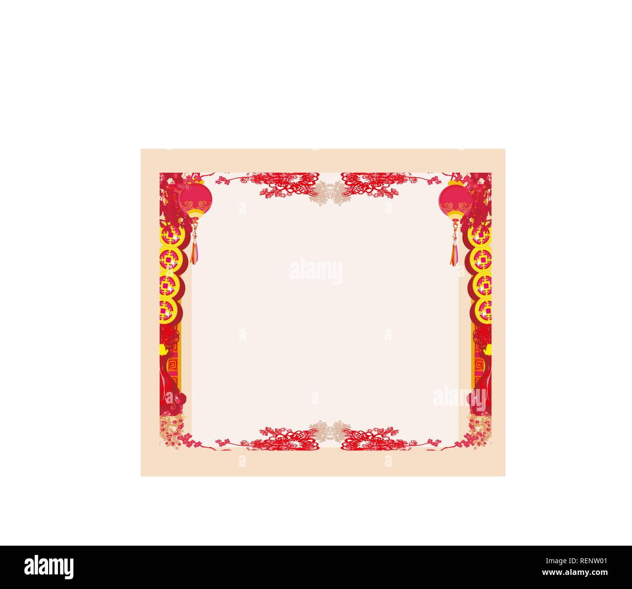 Chinese New Year with lanterns - frame Stock Vector Image & Art - Alamy
