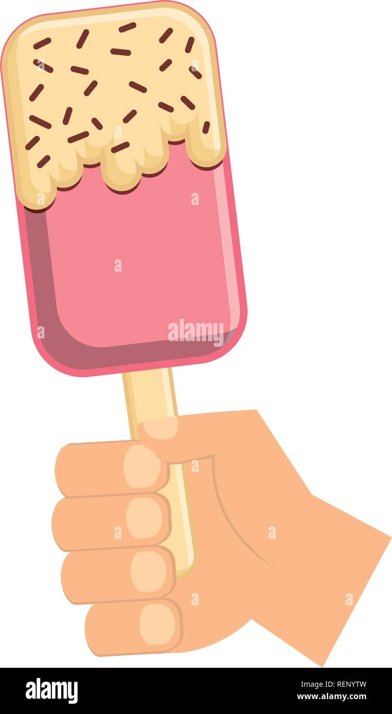 Hand holding ice lolly Stock Vector Images - Alamy