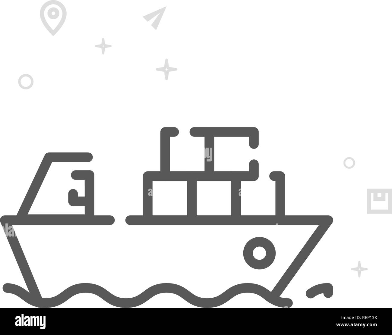 Container Ship Vector Line Icon, Symbol, Pictogram, Sign. Light ...