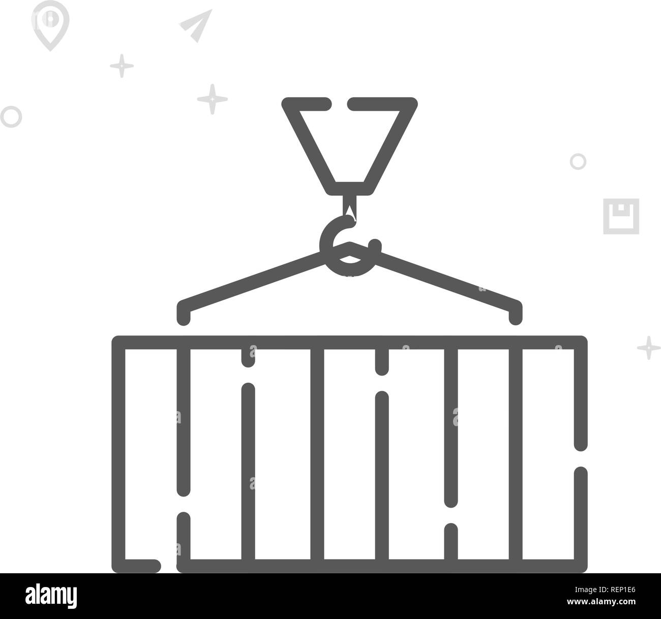 Cargo Container Loading Vector Line Icon, Symbol, Pictogram, Sign ...