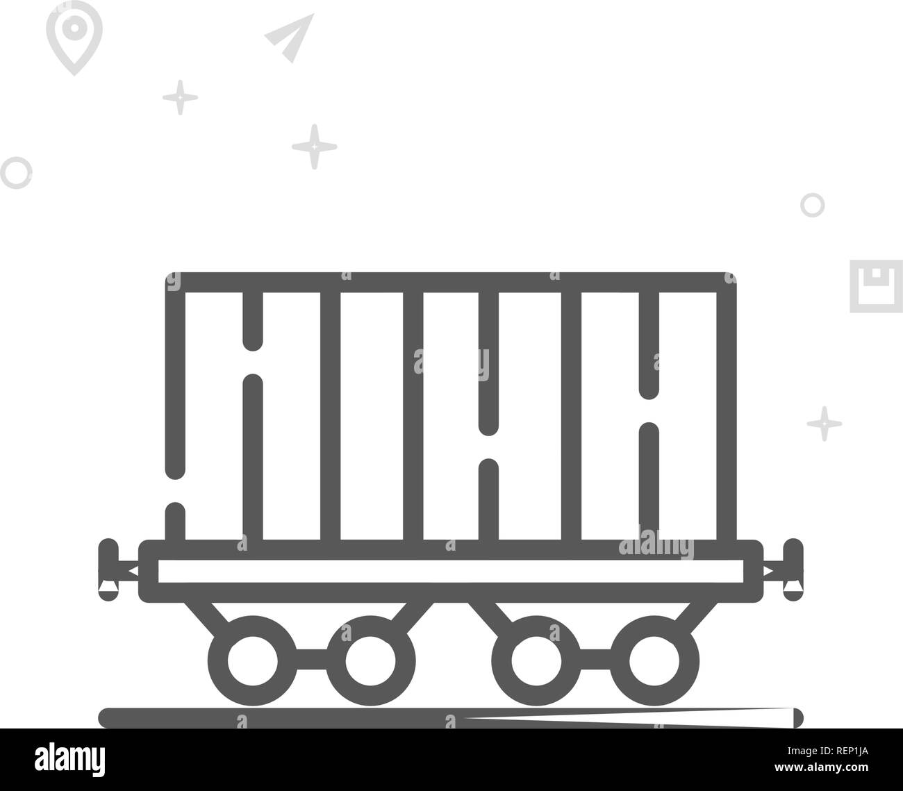 Well Car, Rail Freight Vector Line Icon, Symbol, Pictogram, Sign. Light ...