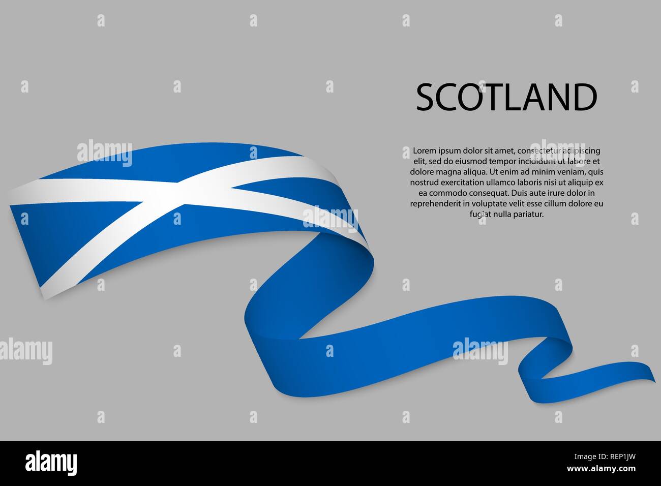 Waving ribbon or banner with flag of Scotland. Template for ...