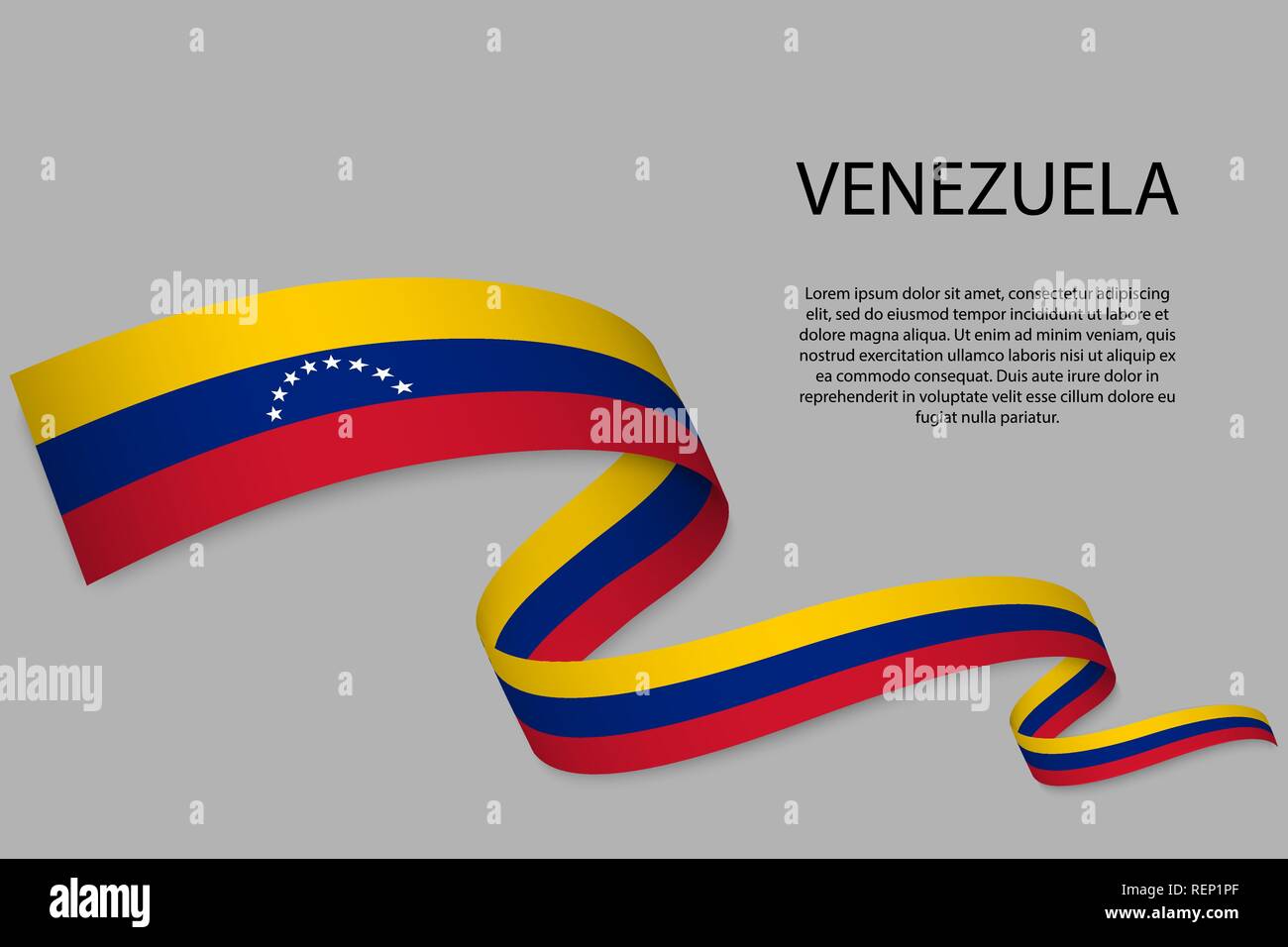 Waving ribbon or banner with flag of Venezuela. Template for ...