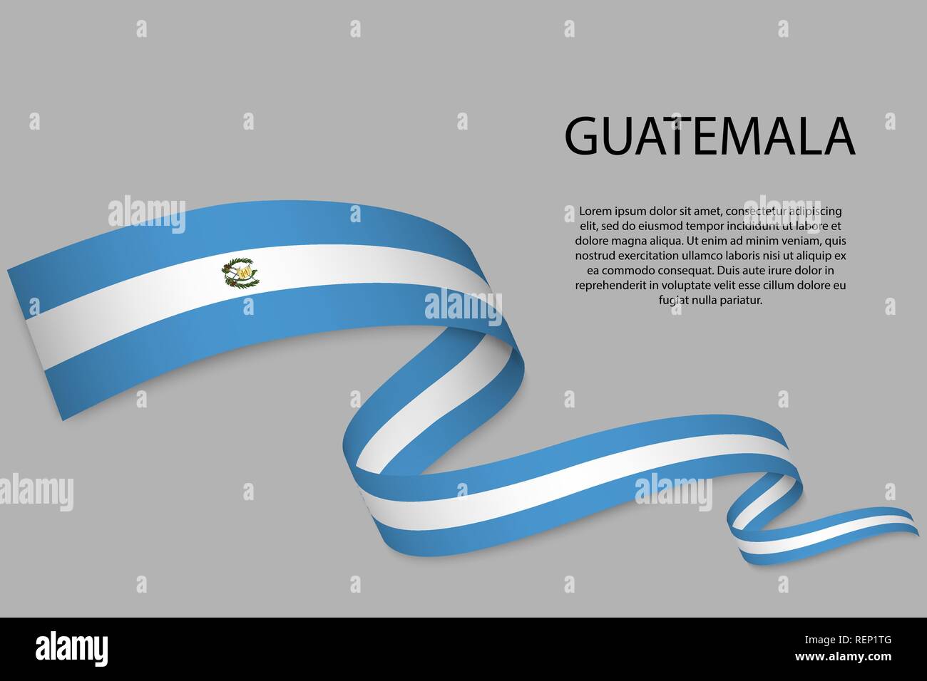 Waving ribbon or banner with flag of Guatemala. Template for ...