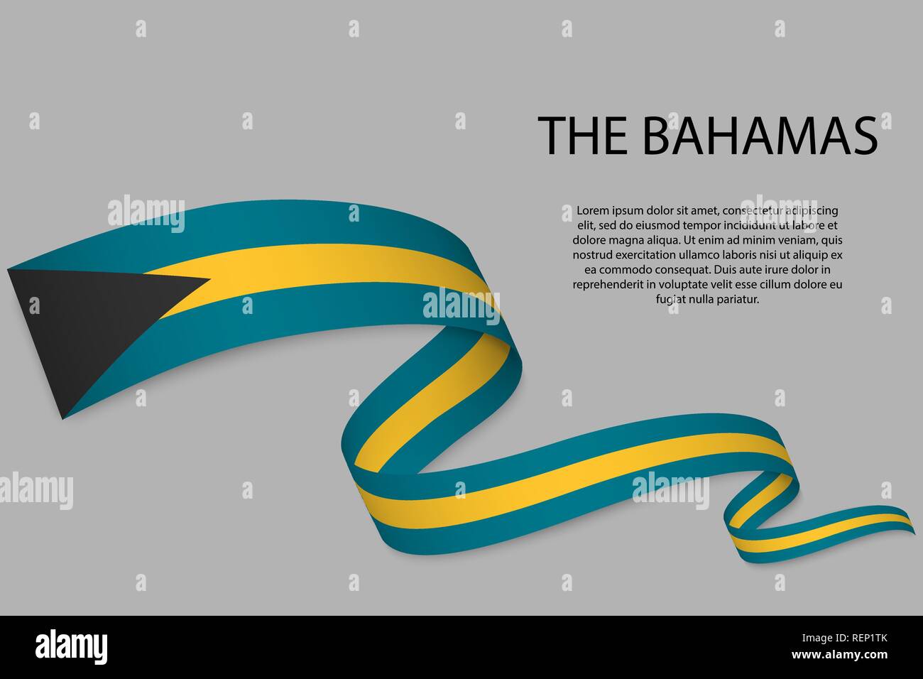 Waving ribbon or banner with flag of The Bahamas. Template for ...