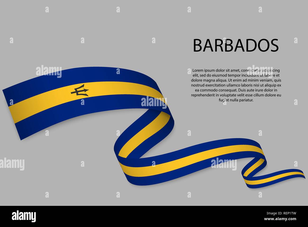 Waving ribbon or banner with flag of Barbados. Template for ...