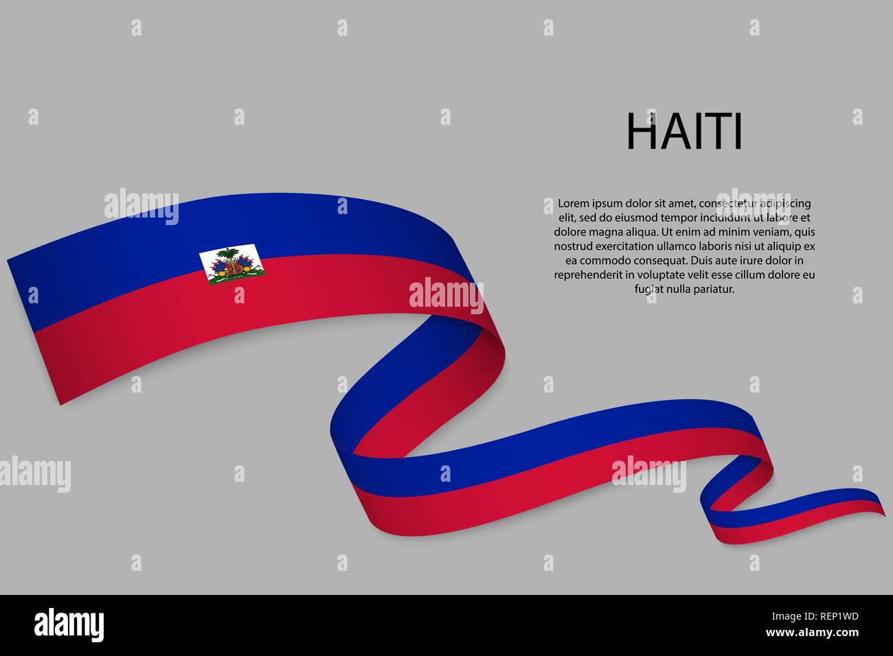 Waving ribbon or banner with flag of Haiti. Template for independence ...