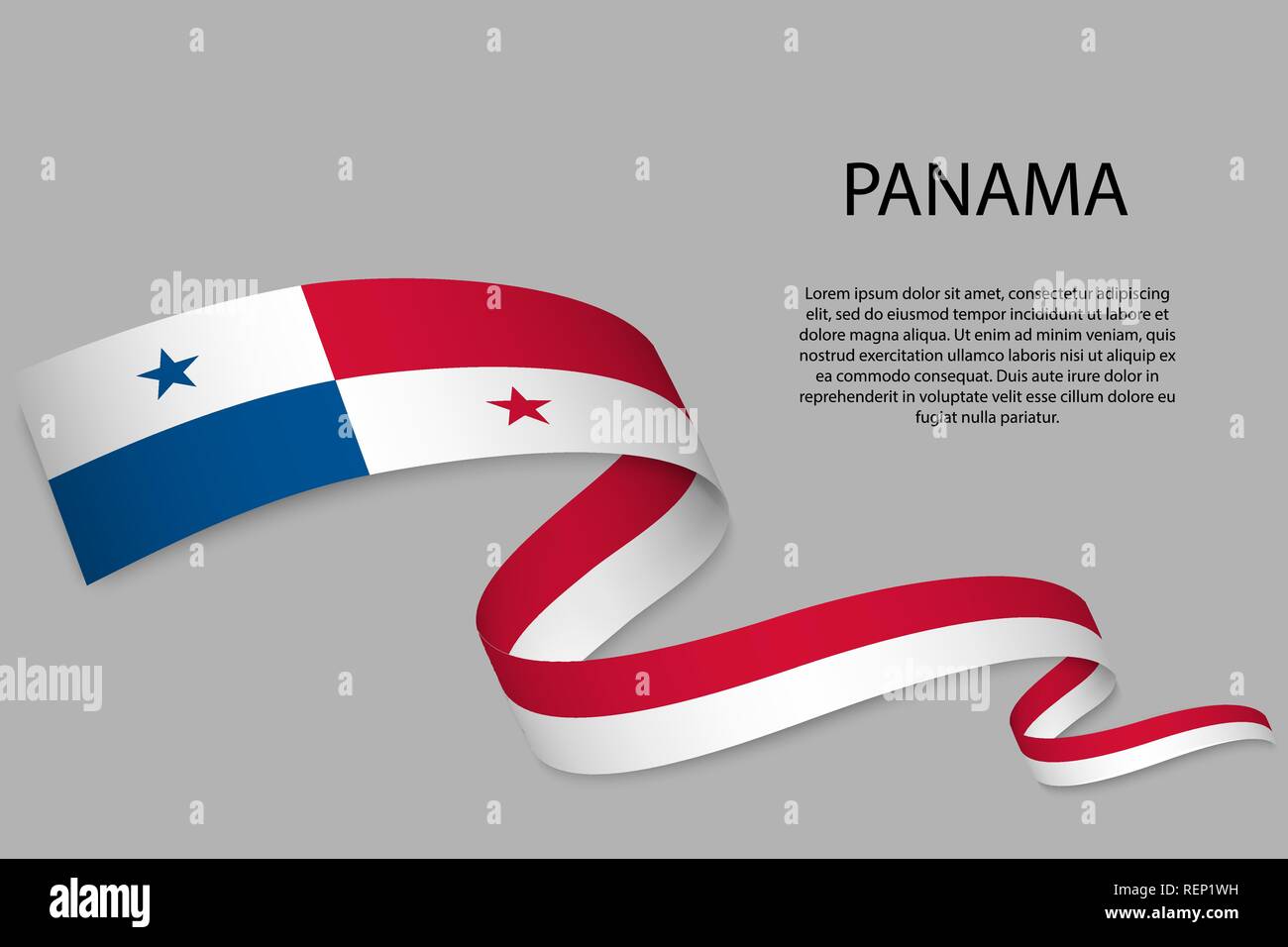 Waving ribbon or banner with flag of Panama. Template for independence ...