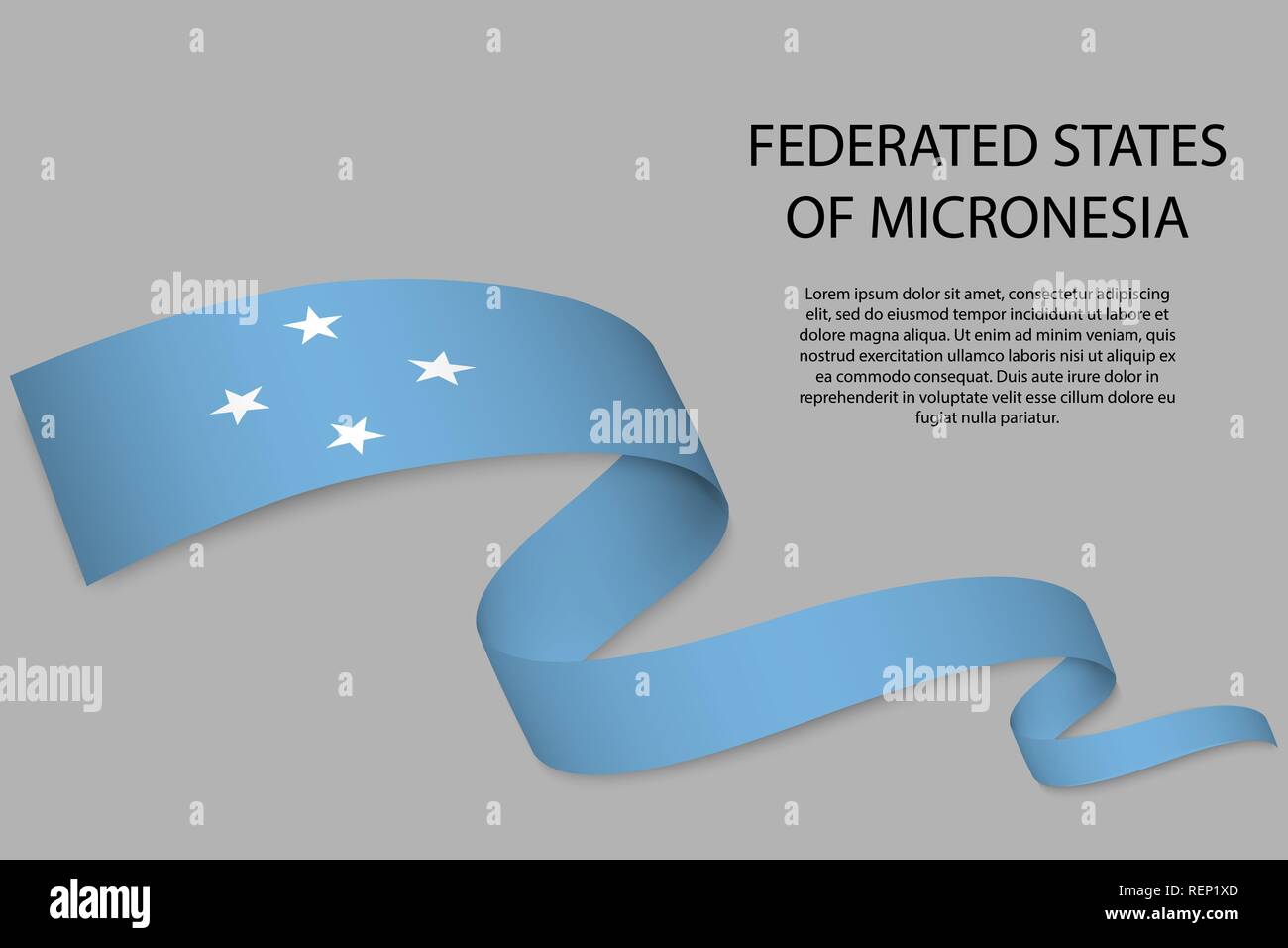 Waving ribbon or banner with flag of Federated States of Micronesia ...