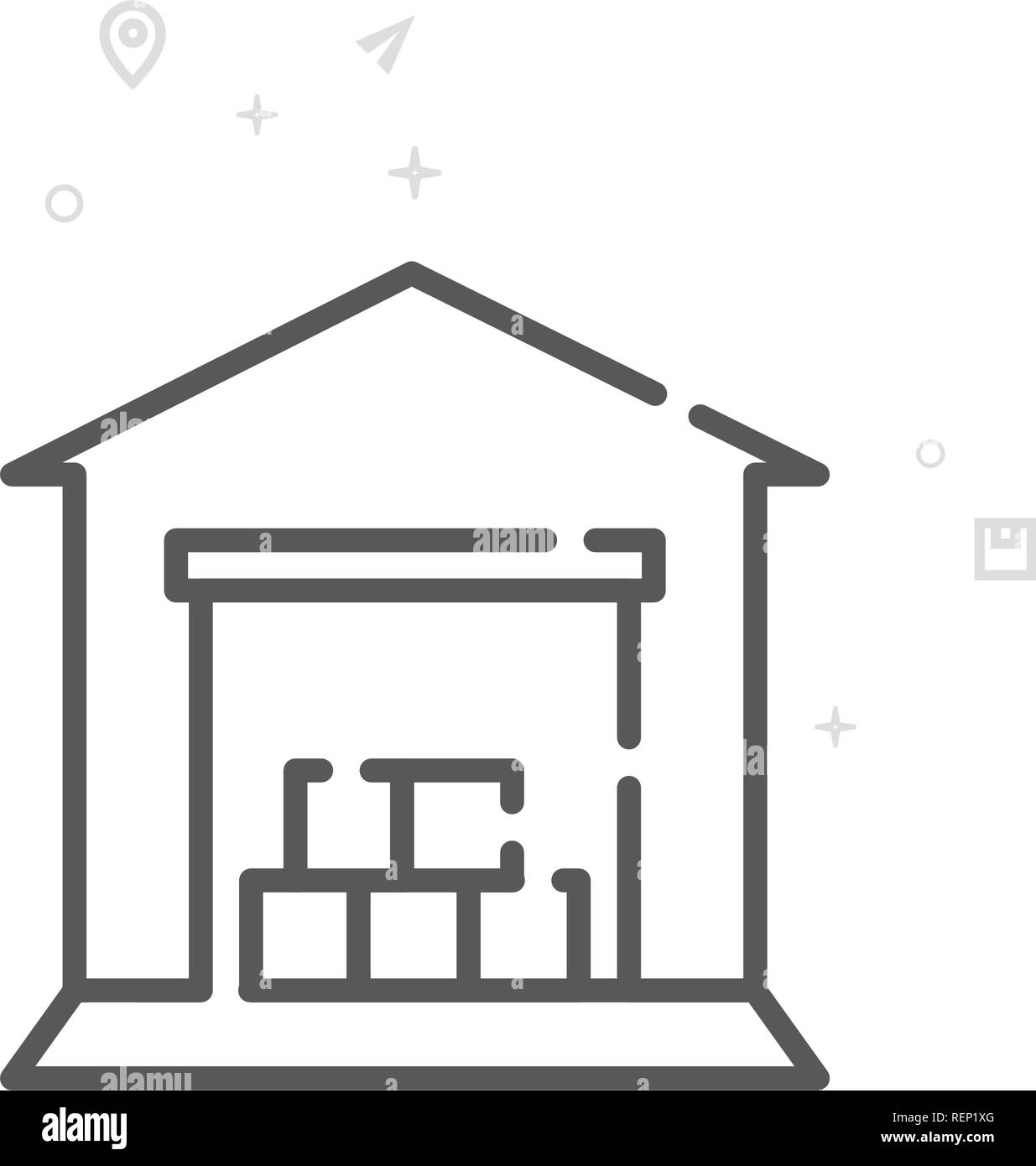 Warehouse Vector Line Icon, Symbol, Pictogram, Sign. Light Abstract ...