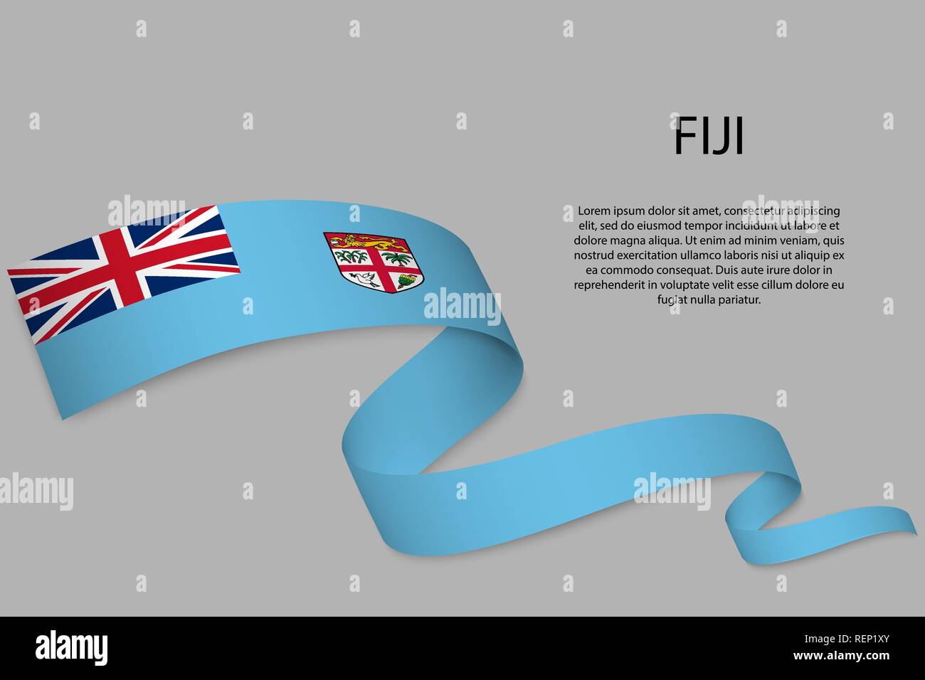 Waving ribbon or banner with flag of Fiji. Template for independence day poster design Stock ...
