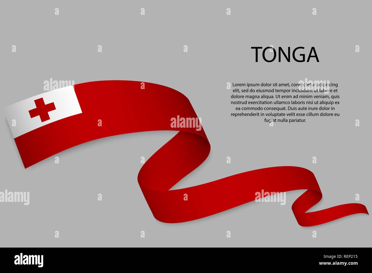 Waving ribbon or banner with flag of Tonga. Template for independence ...