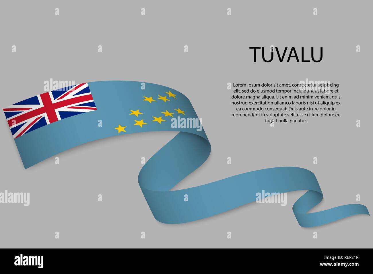 Waving ribbon or banner with flag of Tuvalu. Template for independence ...