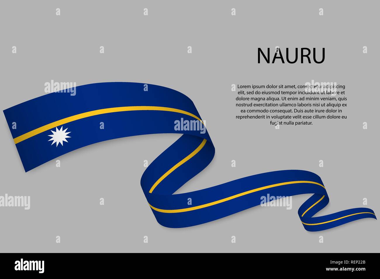 Waving ribbon or banner with flag of Nauru. Template for independence ...