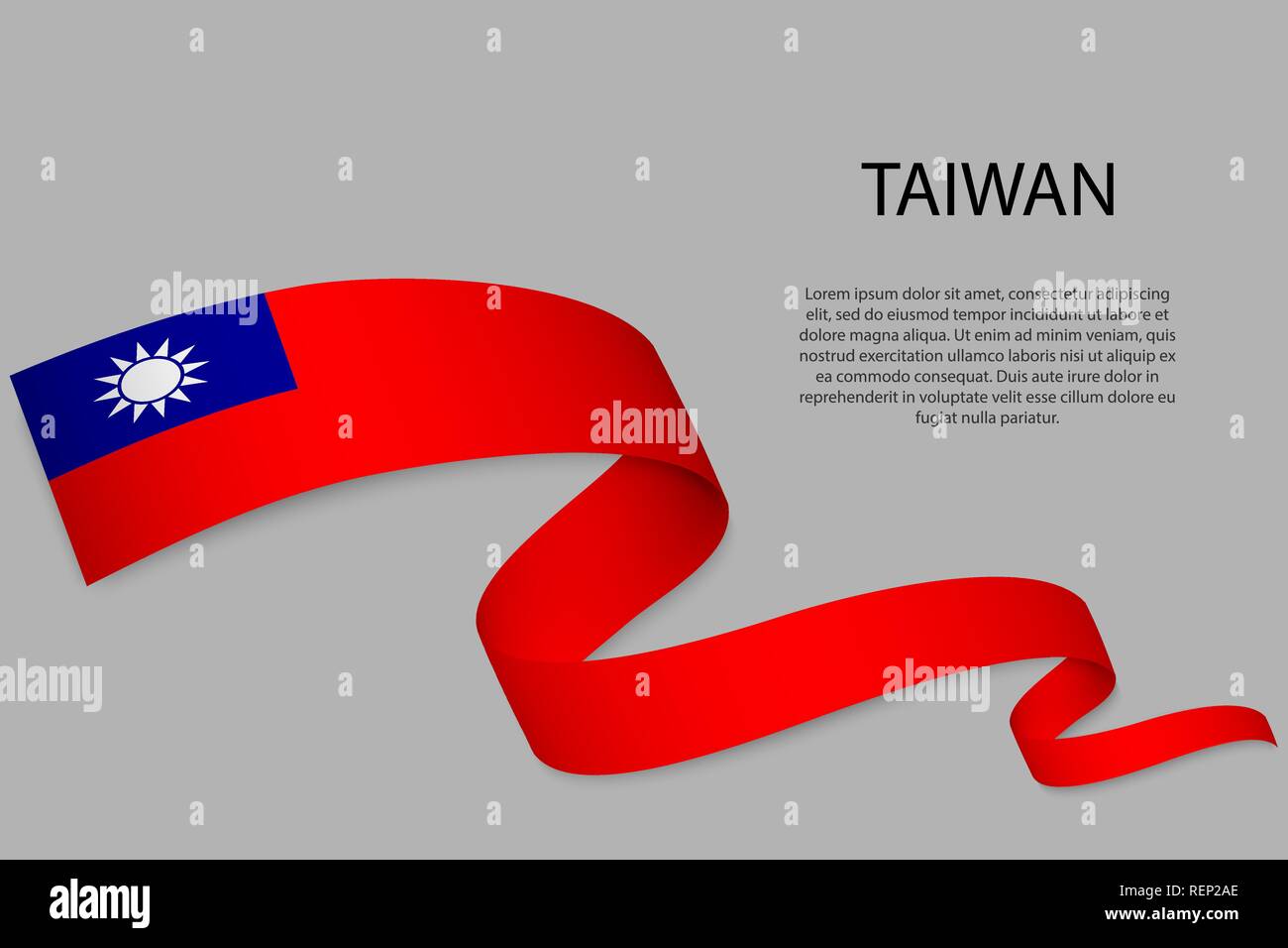 Waving ribbon or banner with flag of Taiwan. Template for independence ...