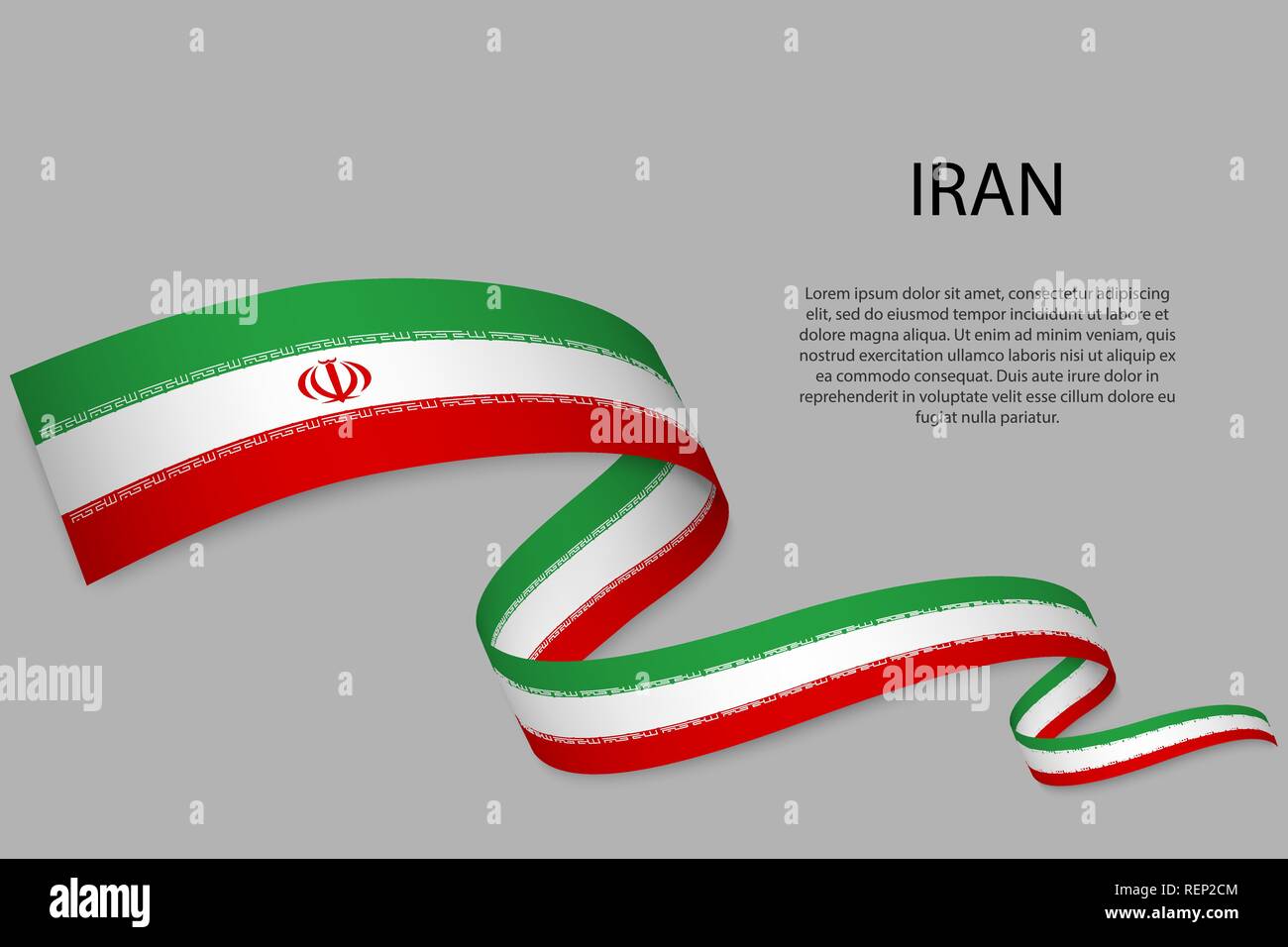 Waving ribbon or banner with flag of Iran. Template for independence day poster design Stock ...