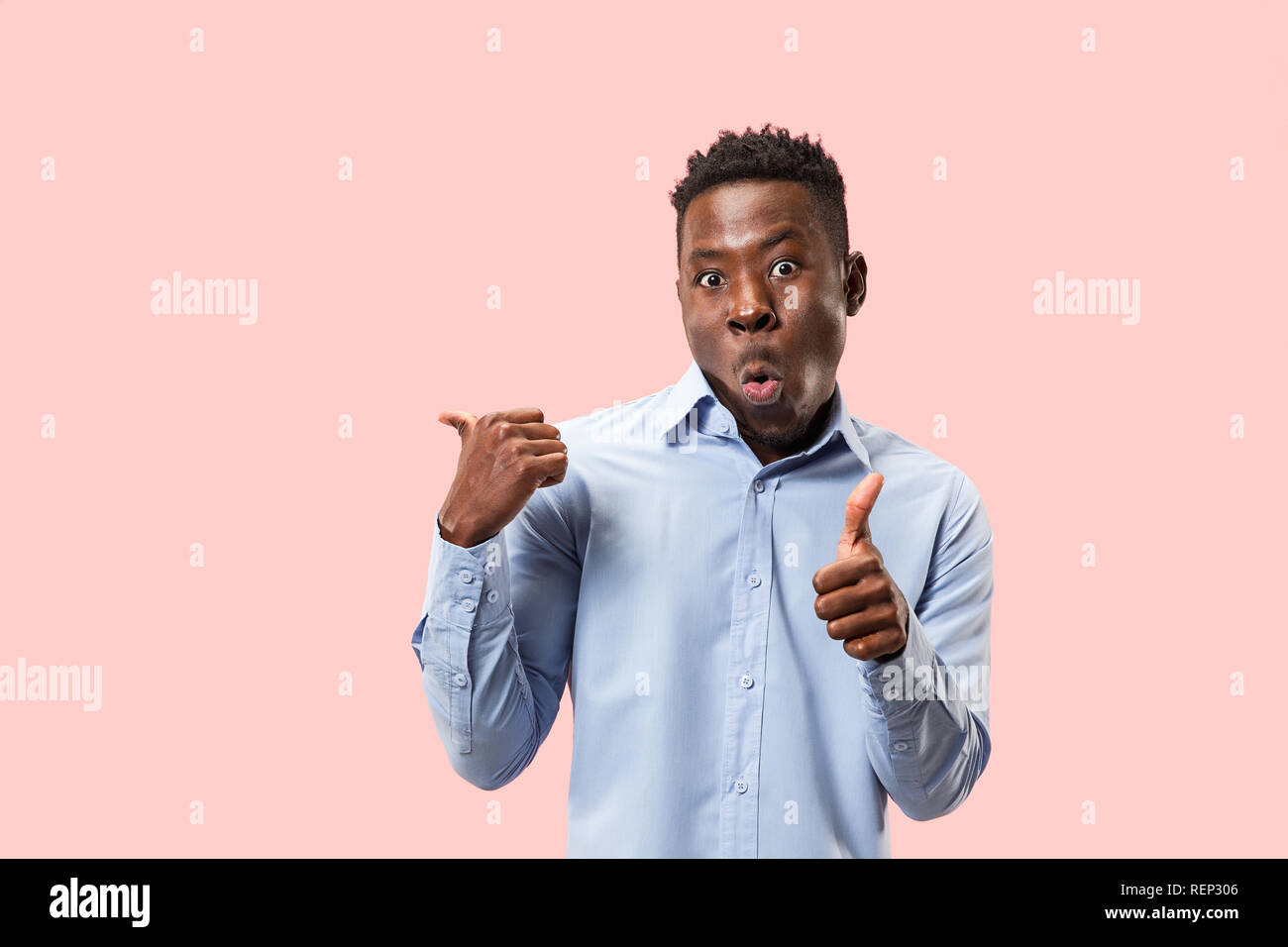 I am ok. Happy afro businessman, sign ok, smiling, isolated on trendy ...
