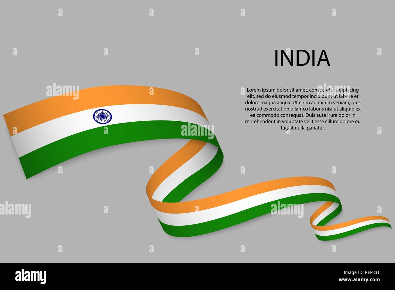 Waving ribbon or banner with flag of India. Template for independence day poster design Stock ...