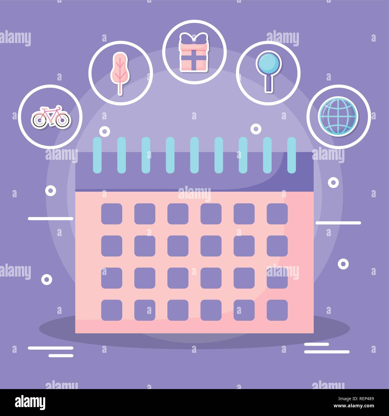 calendar planner Over purple background, vector illustration Stock ...