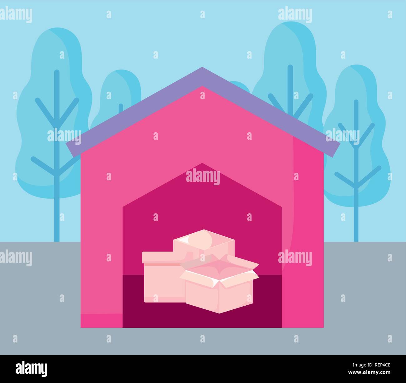 Warehouse Over blue background, vector illustration Stock Vector Image ...