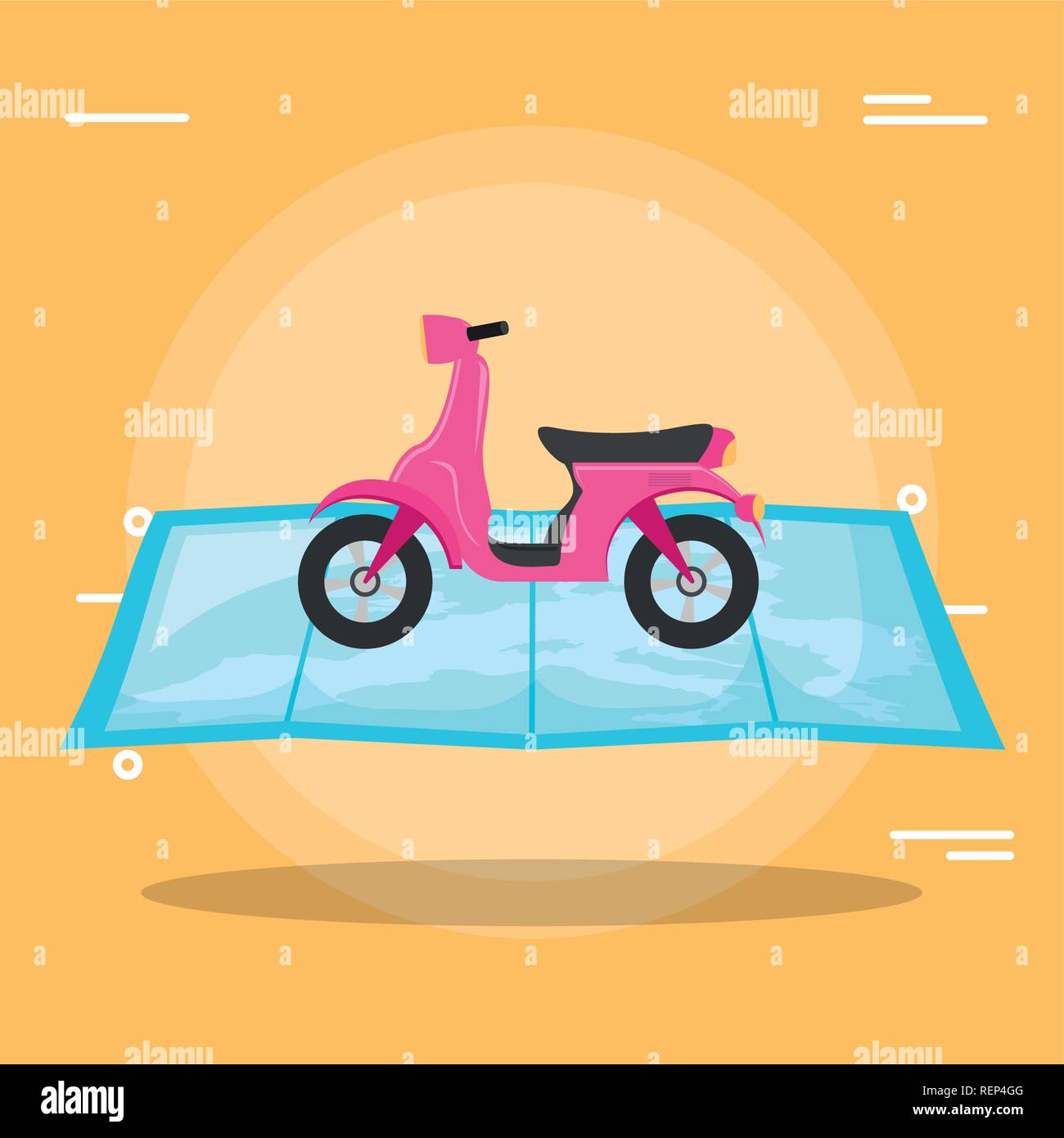 Motorcycle on a map over white background, vector illustration Stock ...