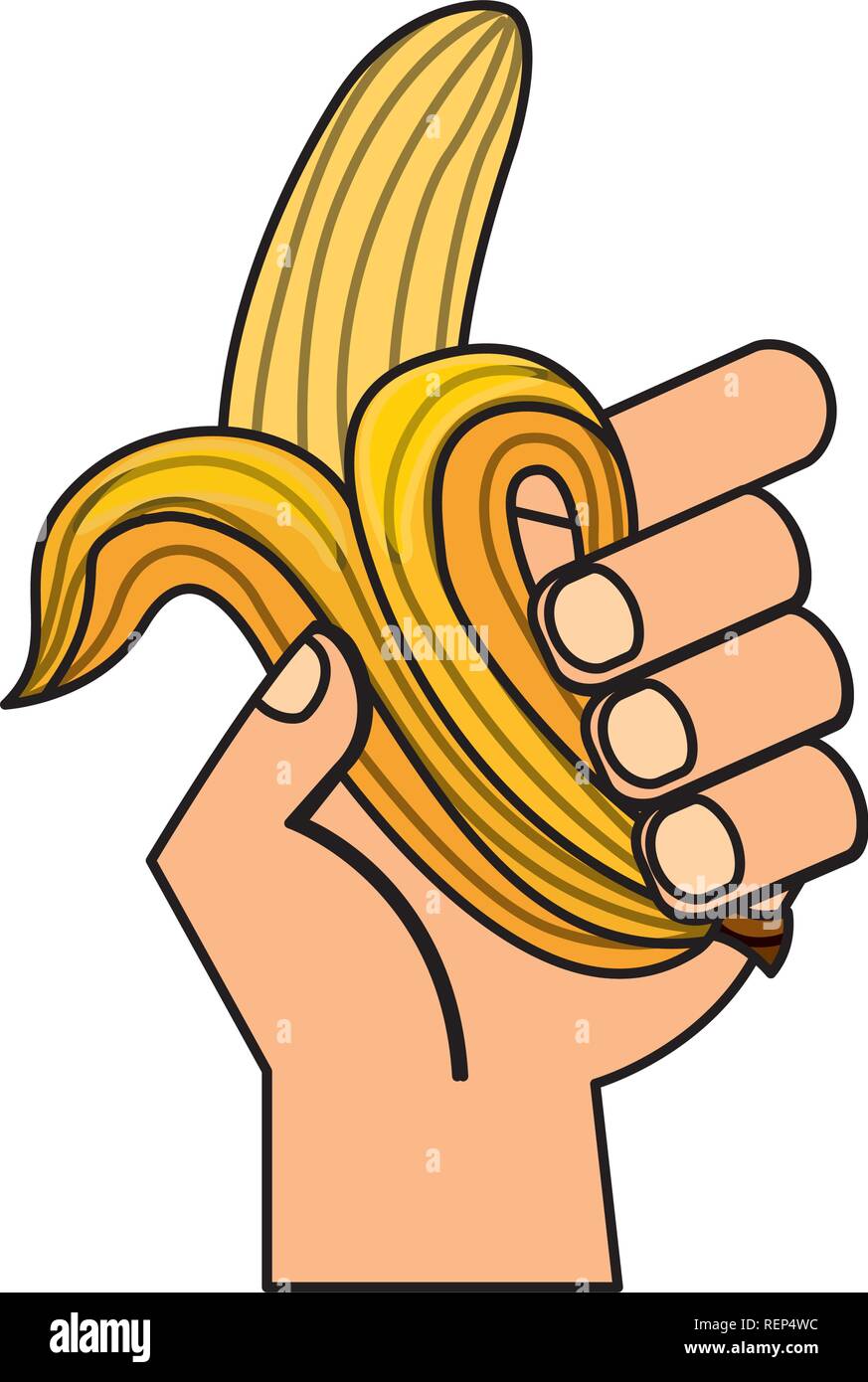 hand holding banana fresh food Stock Vector Image & Art - Alamy