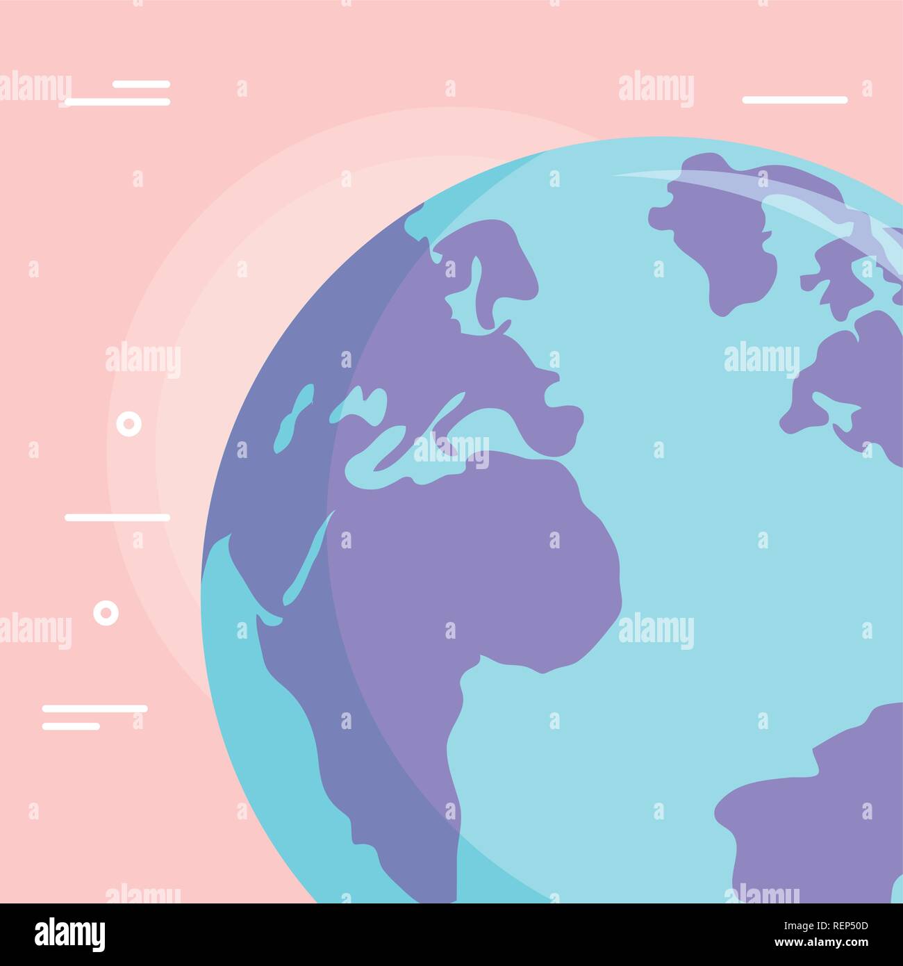 Earth planet icon Over pink background, vector illustration Stock ...
