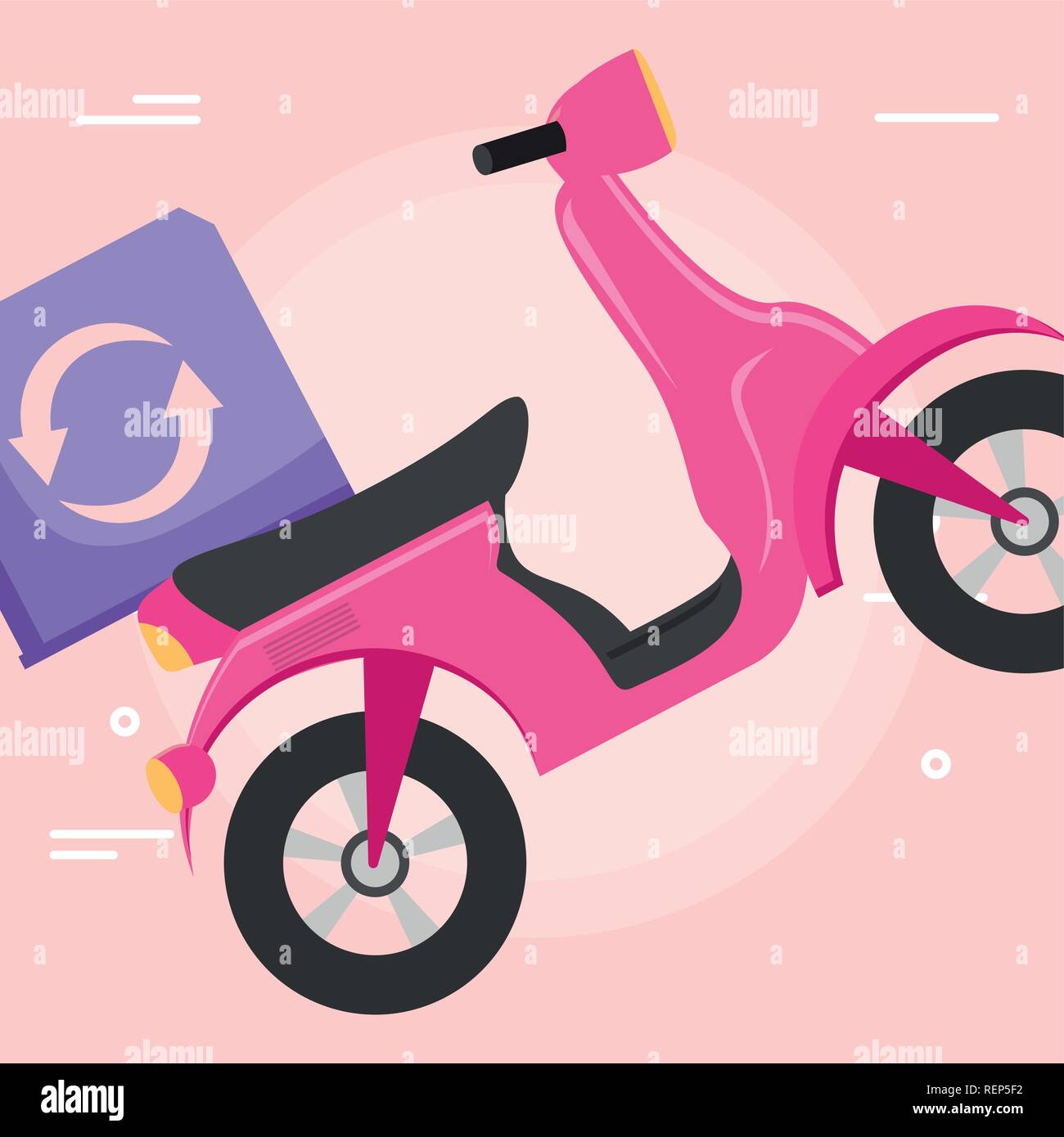Delivery Motorcycle over pink background, vector illustration Stock ...