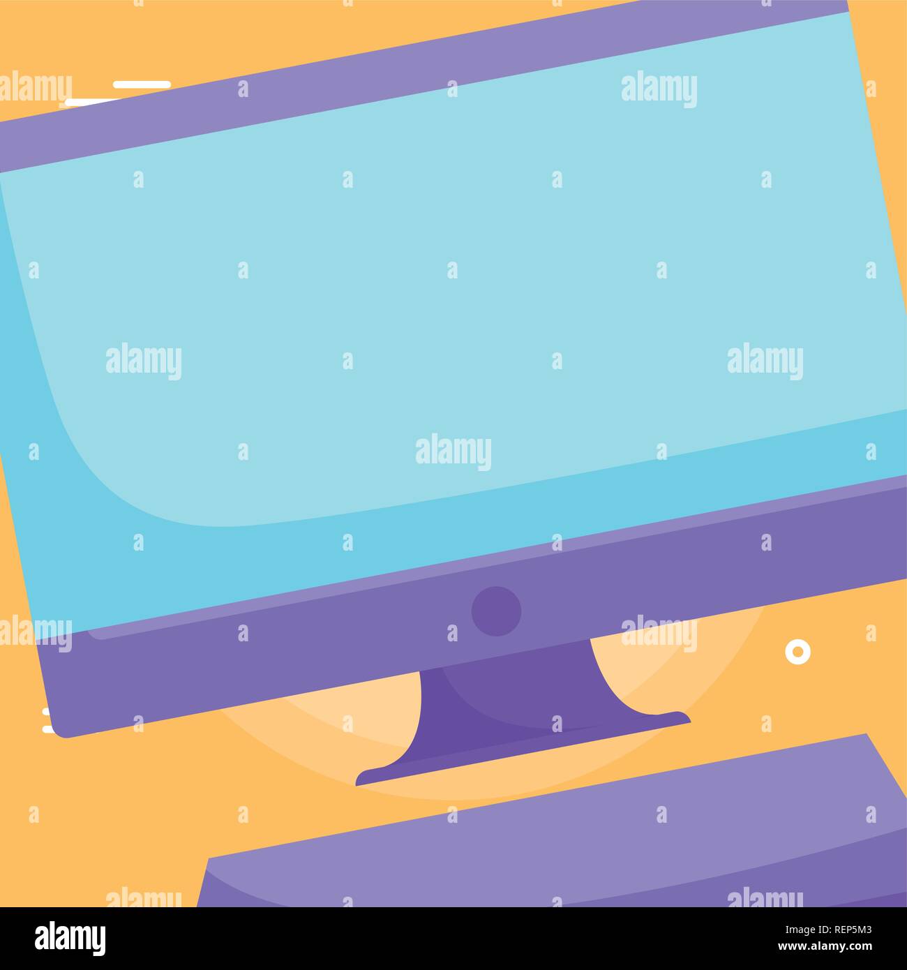 Computer and keyboard Over yellow background, vector illustration Stock ...