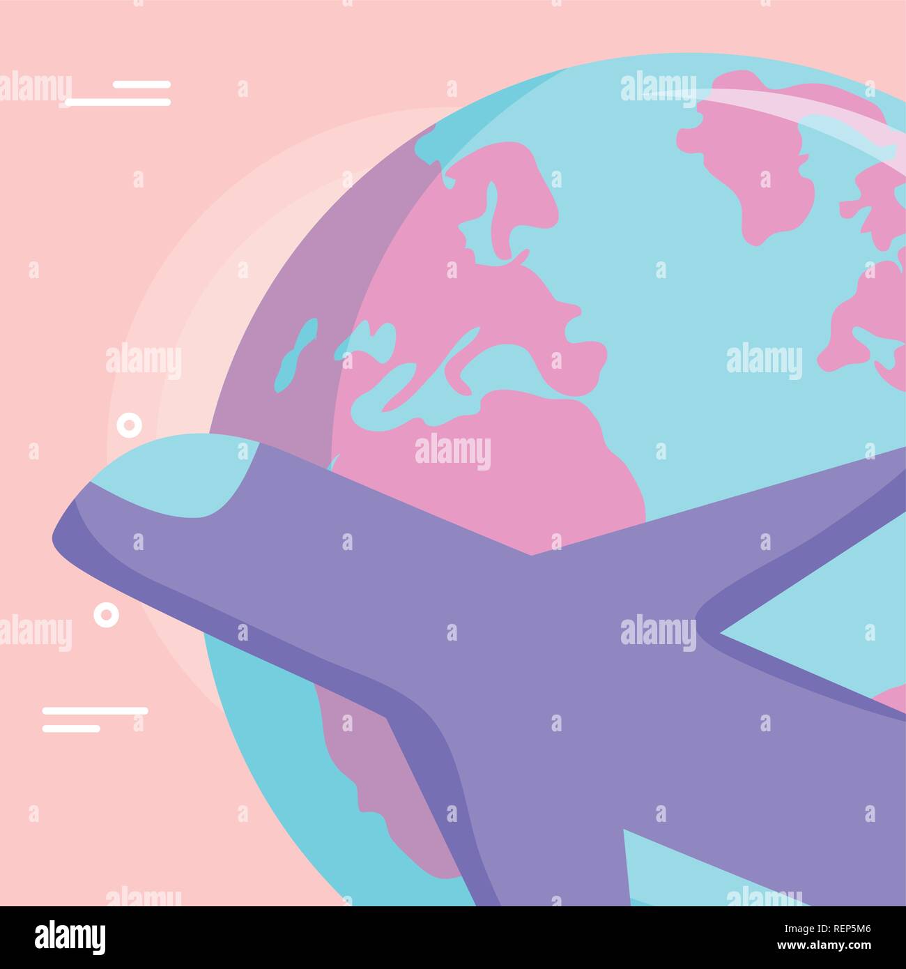 Airplane and earth planet Over white background, vector illustration ...