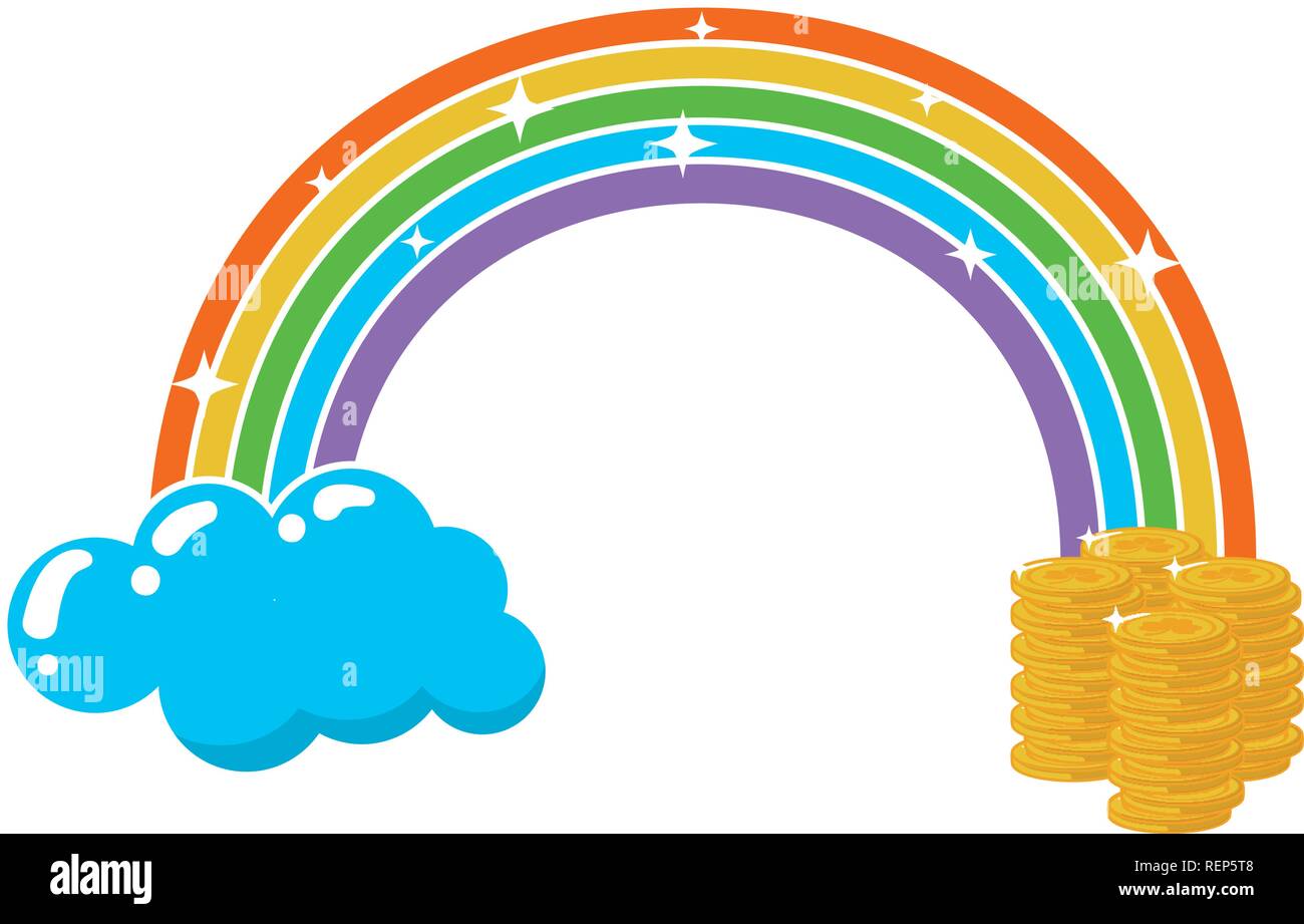 rainbow coins fantasy happy st patricks day vector illustration Stock ...