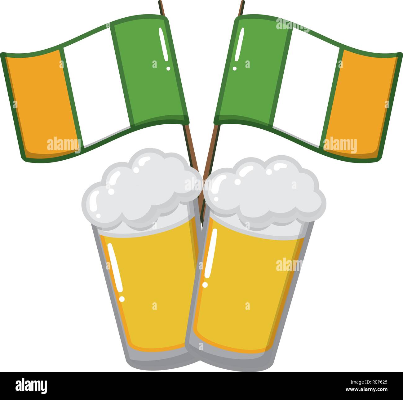 two beer glasses flags on white background vector illustration Stock ...