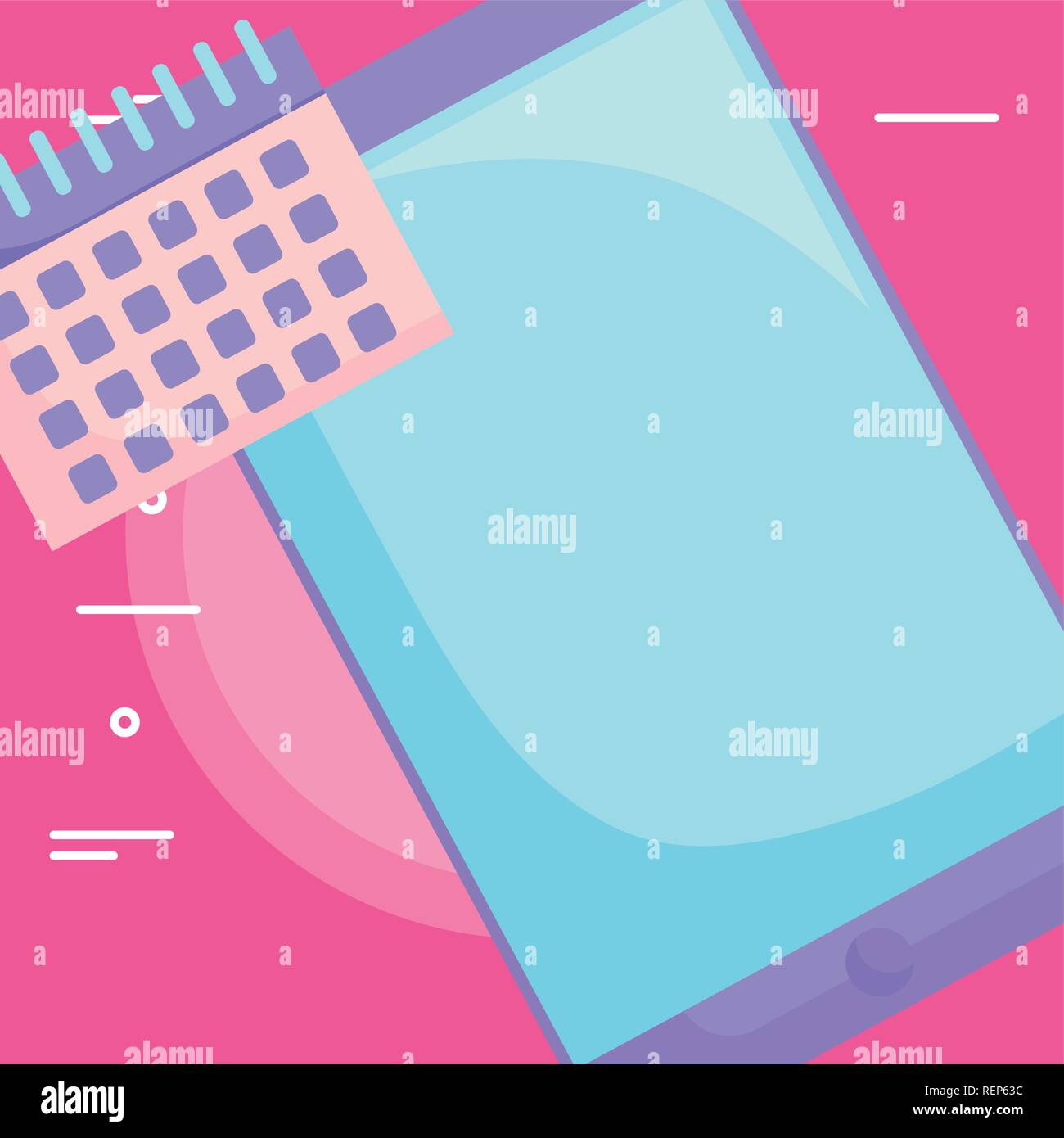 Calendar and Smartphone device Over pink background, vector ...