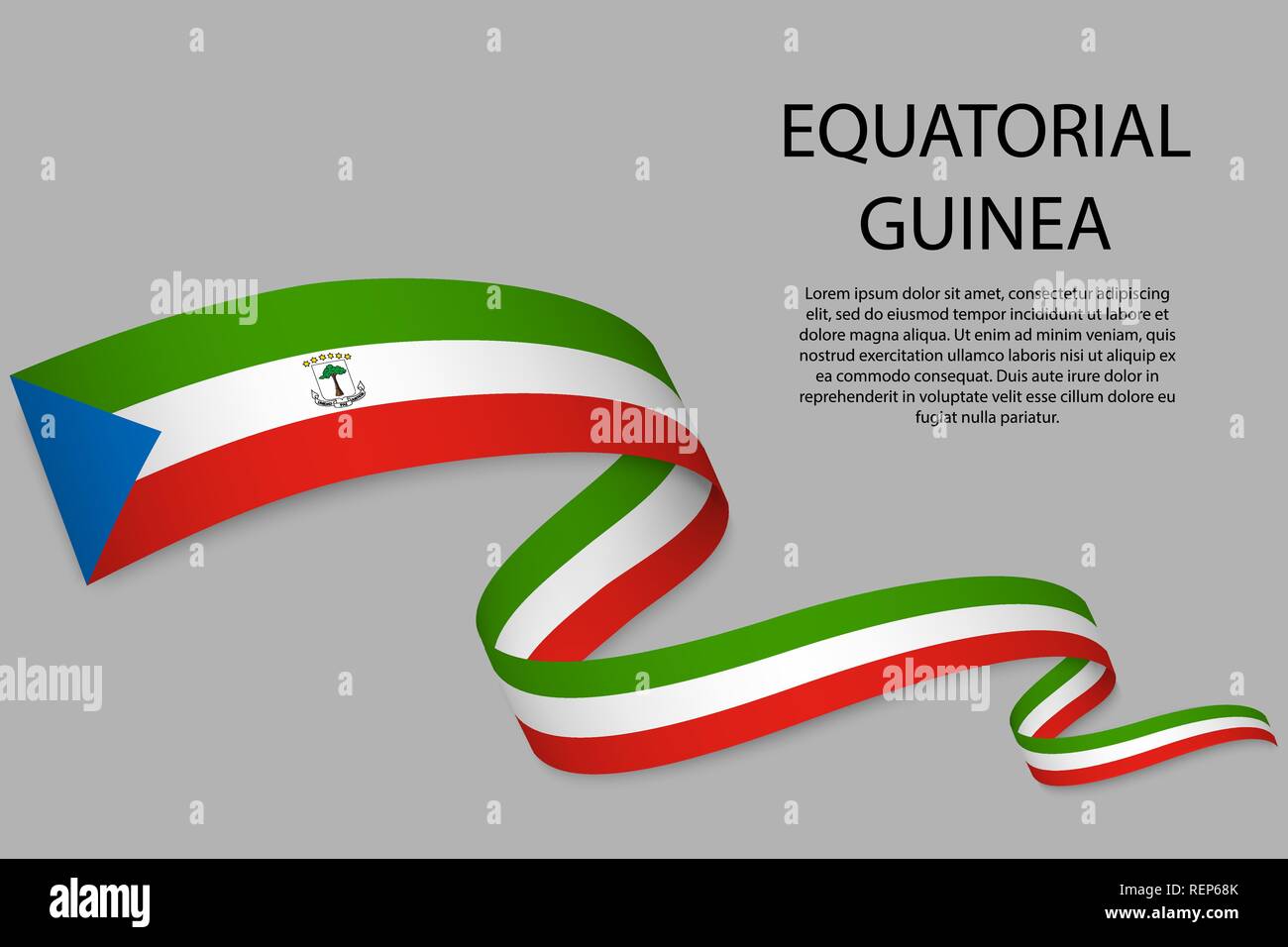 Waving ribbon or banner with flag of Equatorial Guinea. Template for ...