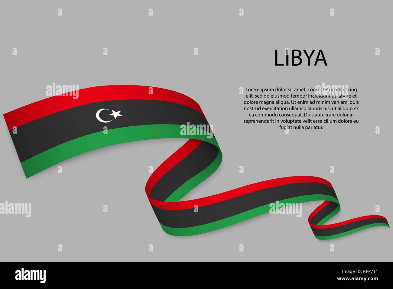Waving ribbon or banner with flag of Libya. Template for independence day poster design Stock ...