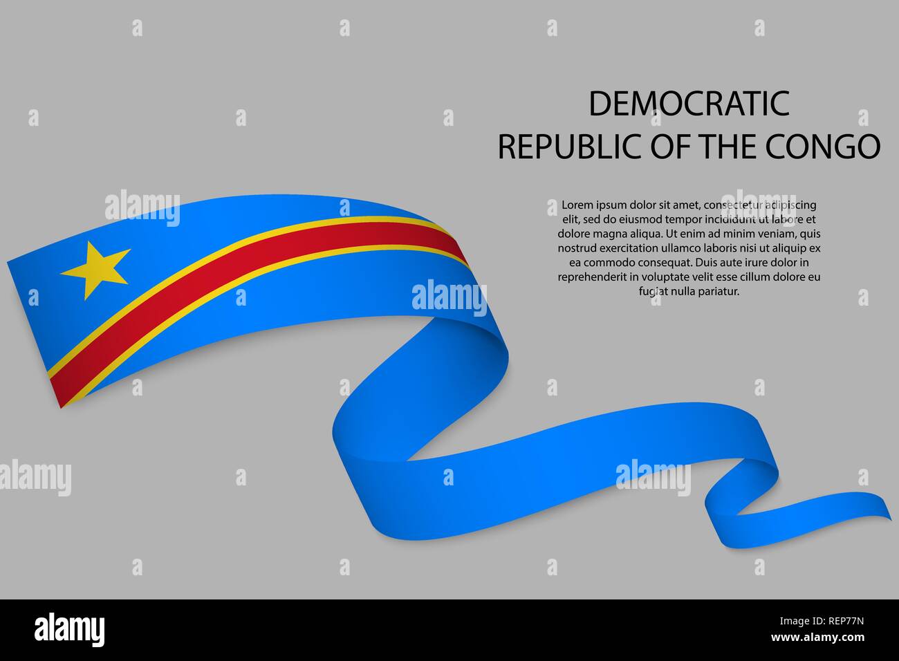Waving ribbon or banner with flag of Democratic Republic of the Congo ...