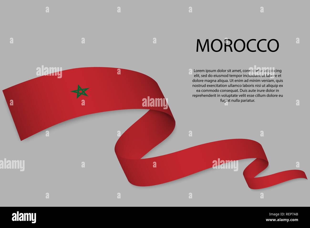 Waving ribbon or banner with flag of Morocco. Template for independence ...