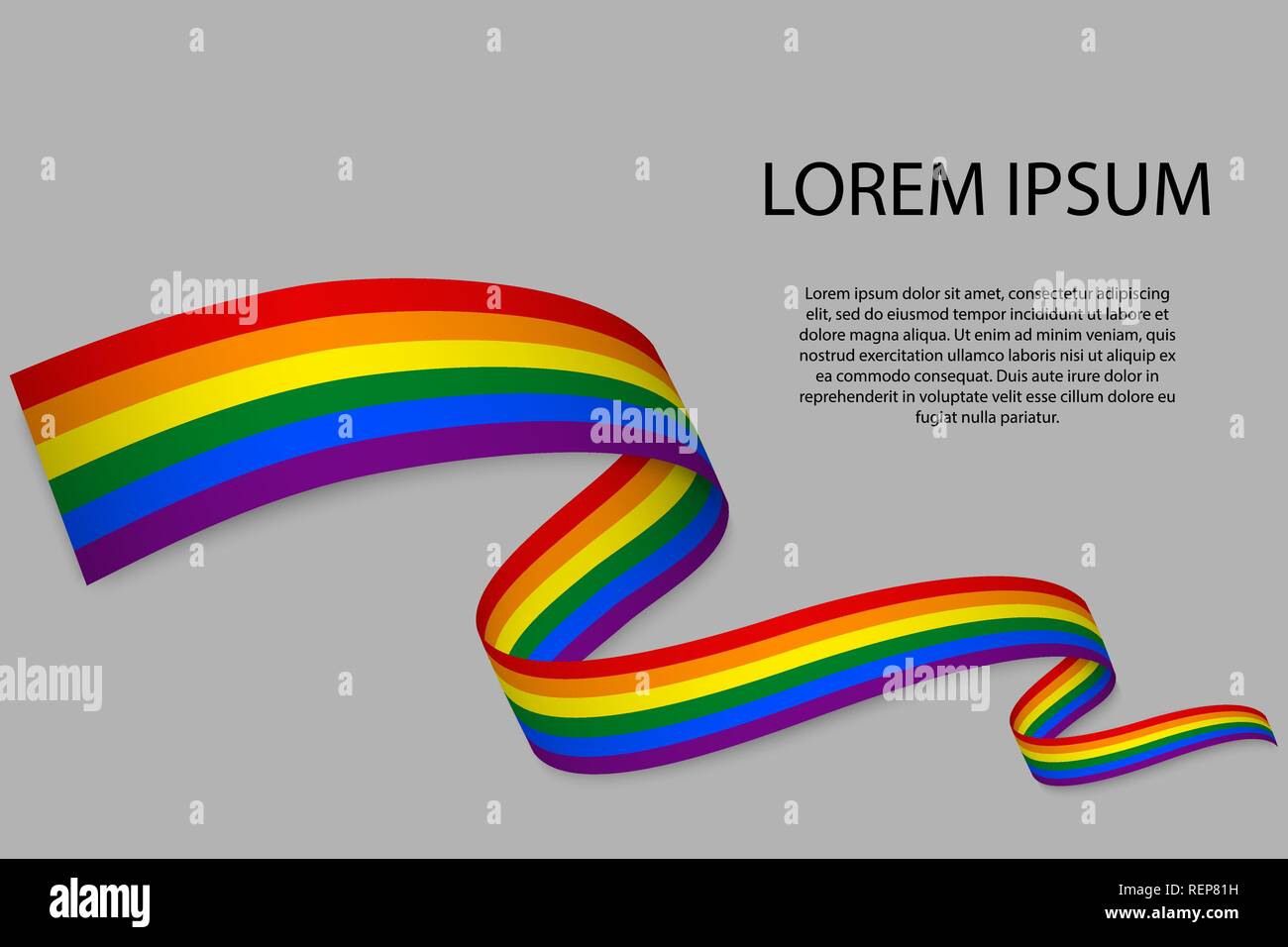 Waving Ribbon Or Banner With Flag Of Lgbt Pride Template For
