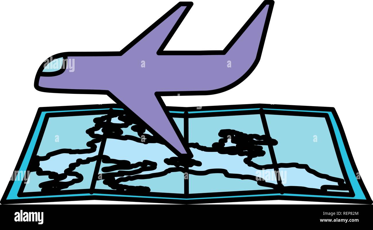 Airplane and map Over white background, vector illustration Stock ...