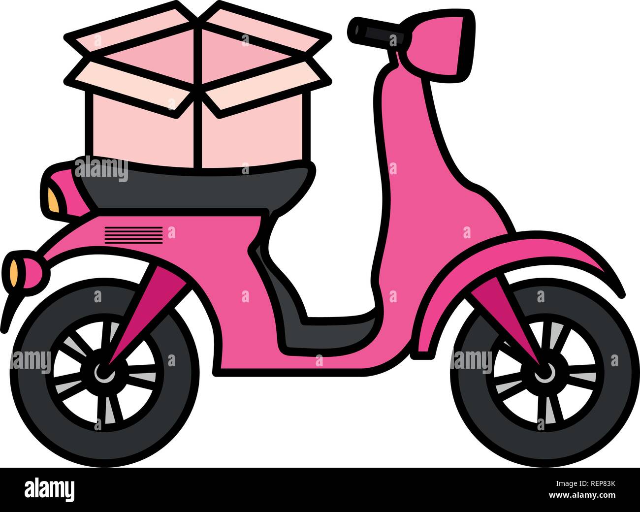 Motorcycle with a box over white background, vector illustration Stock ...