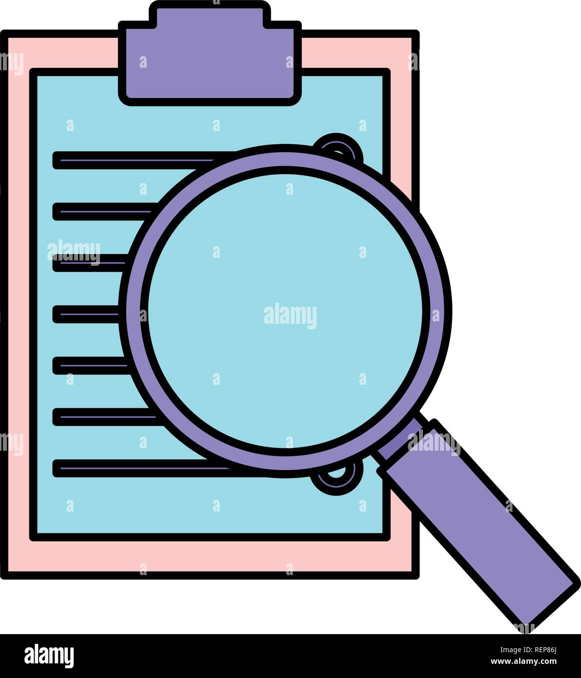 Magnifying glass and checklist Over white background, vector ...